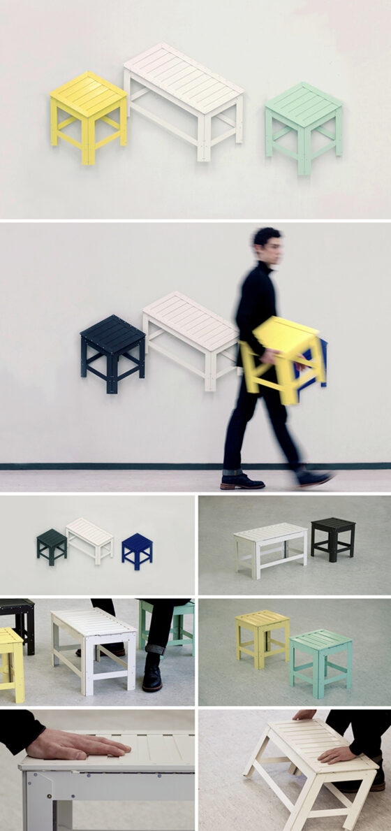 These Stools Transform From 2D Wall Art Into 3D Furniture - SolidSmack