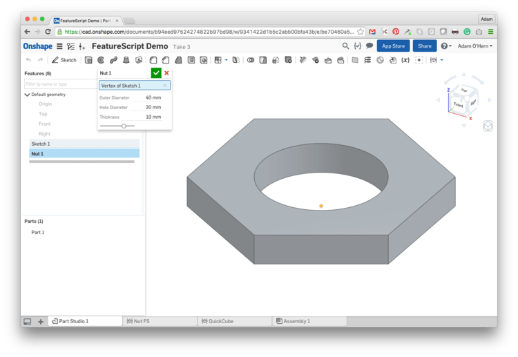 Your First Useful Onshape FeatureScript: A (Hex) Nut - SolidSmack