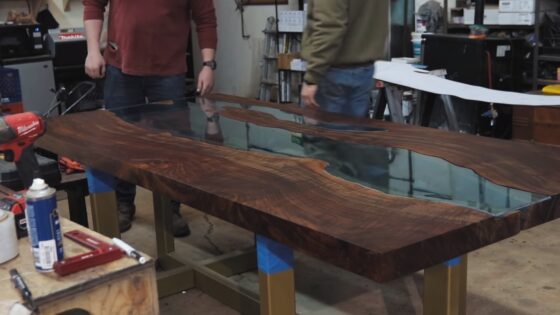 How To Make A River Table From a Slab of Wood and Some Glass