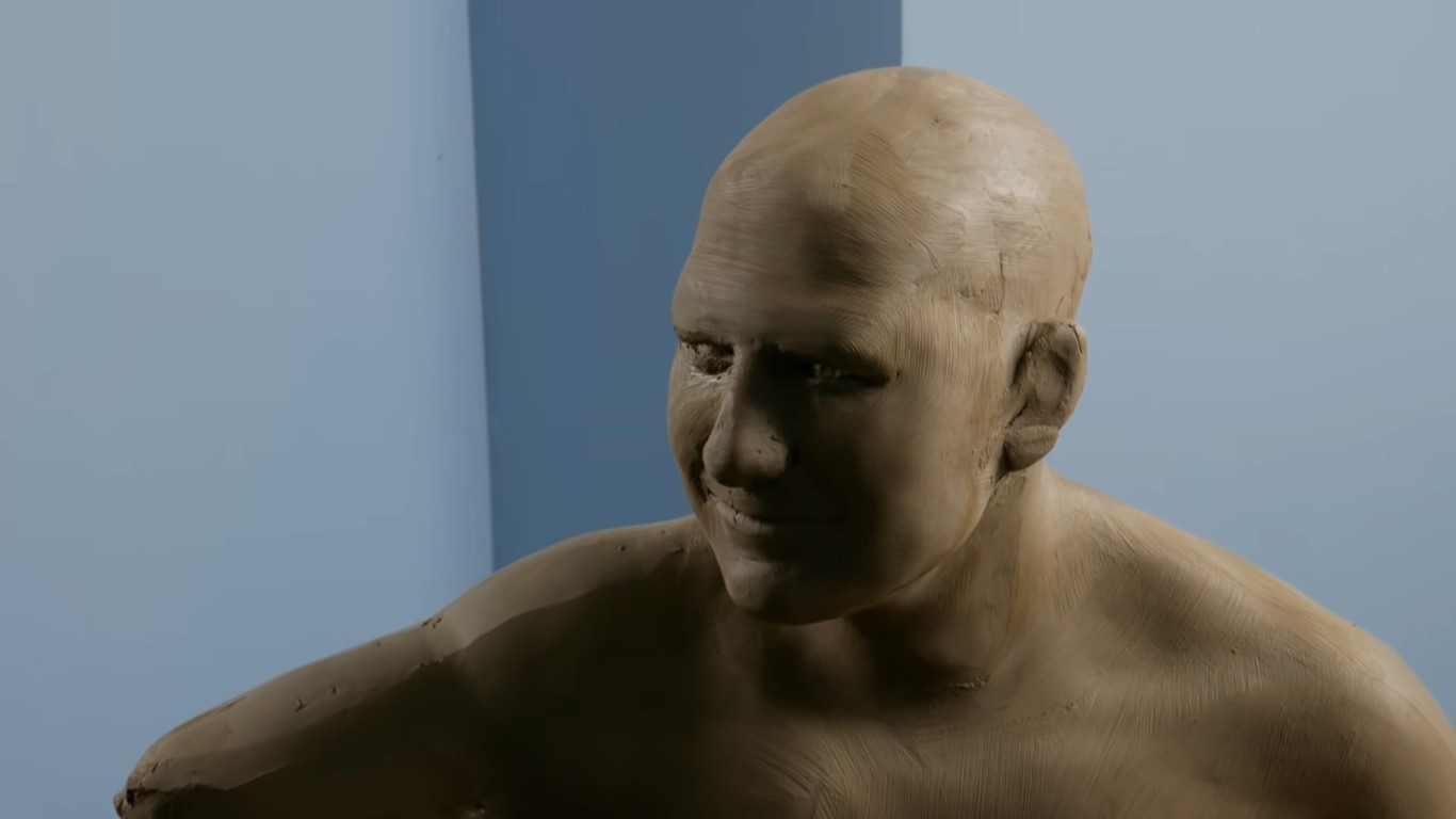Artist Makes a Bust of Himself Working on a Smaller Figure of Himself ...