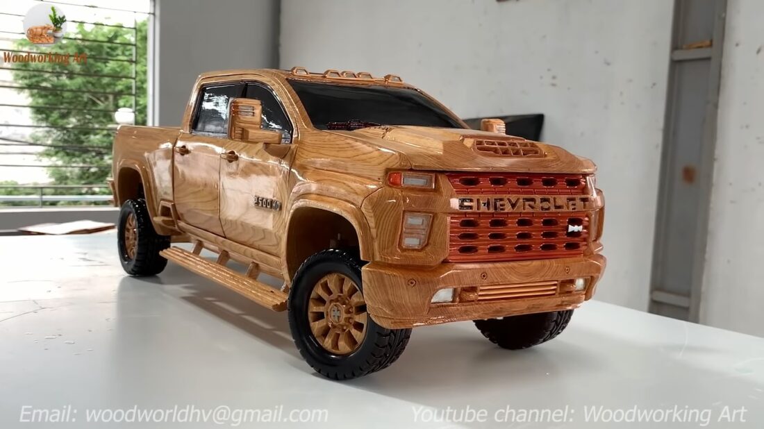 This Wooden Chevrolet Silverado Is Packed With Moving Features ...