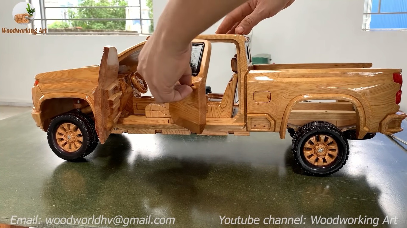 This Wooden Chevrolet Silverado Is Packed With Moving Features ...